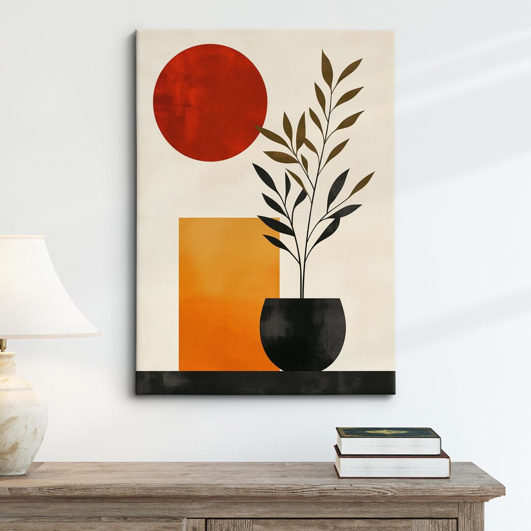 Boho Nordic Plants Wall Decor Abstract Art Framed Poster Print & Framed ...