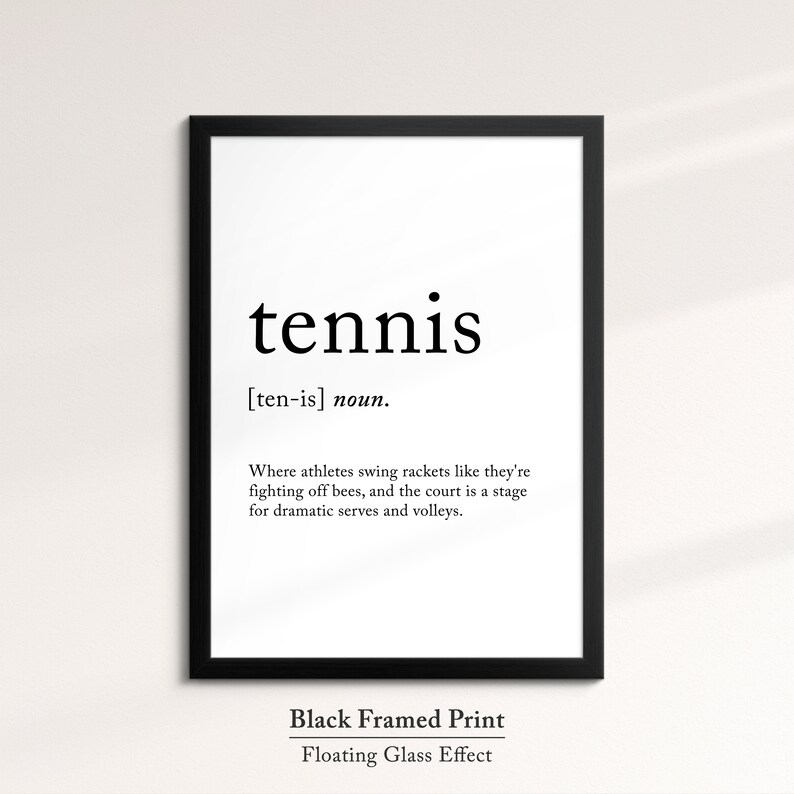 Tennis Definition Dictionary Funny Sports Quote Minimalist Framed Print ...