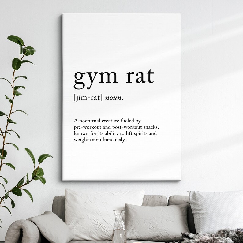 Gym Rat Funny Definition Dictionary Quote Minimalist Framed Print ...