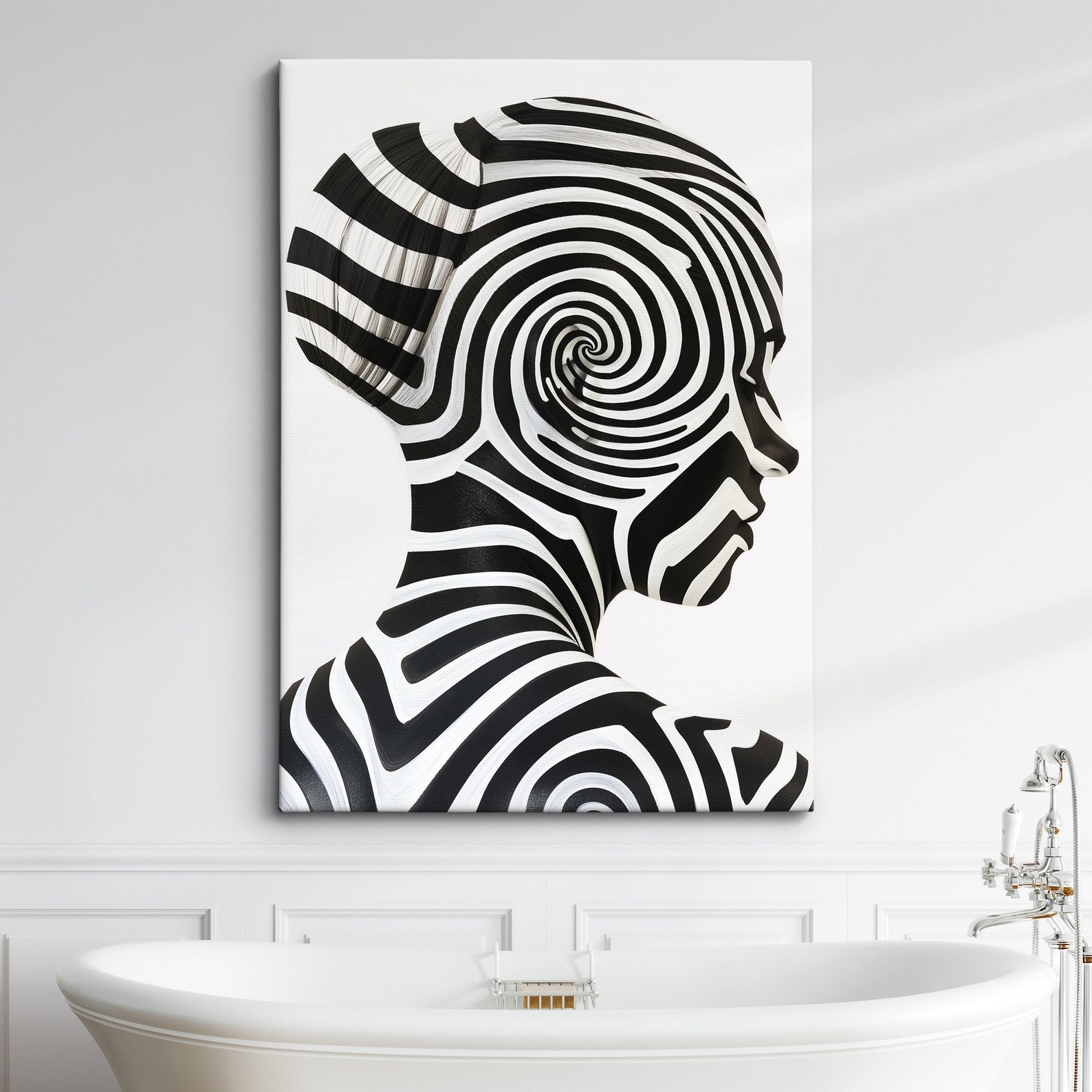 Black and White Optical Illusion Canvas Art - Hypnotic Framed Wall ...