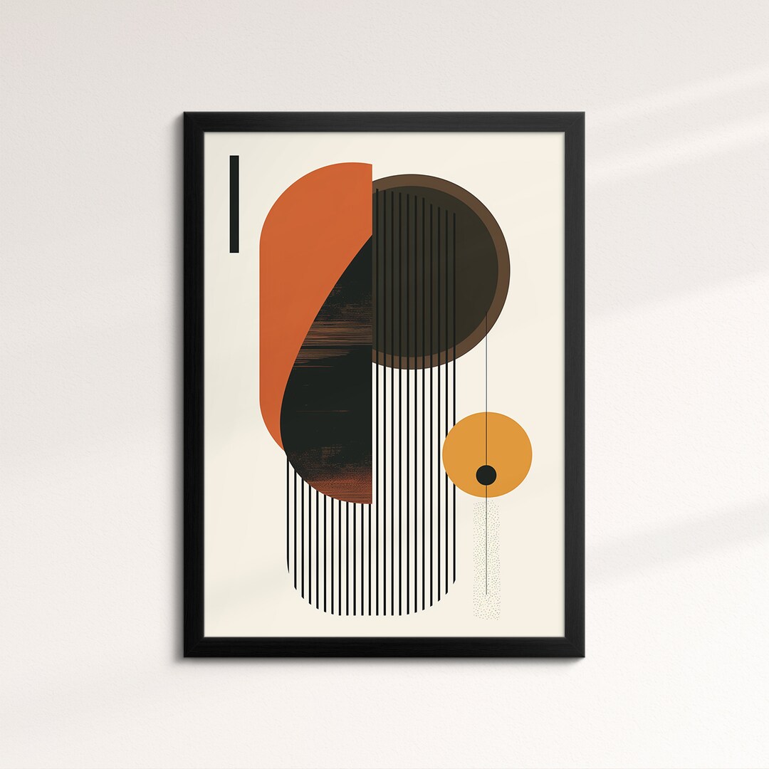 Boho Nordic Shapes Wall Decor Abstract Art Framed Poster Print & Framed ...