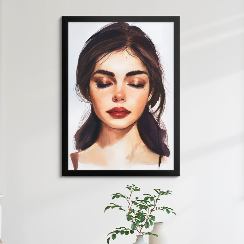 White Woman Beauty Art Fashion Brunette Female Framed Print & Framed ...