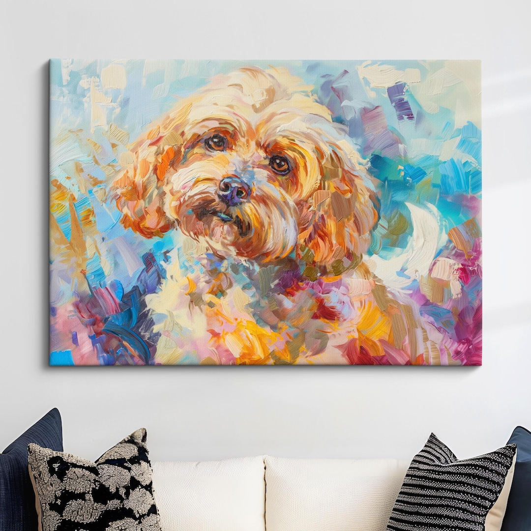 Cockapoo Abstract Oil Painting Framed Print & Framed Canvas Large Sizes ...