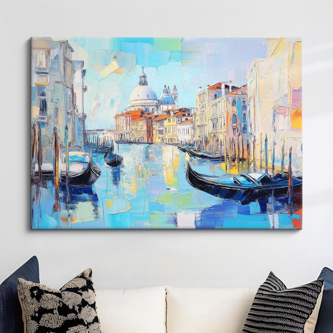 Venice Italy Abstract Oil Painting Framed Print & Framed Canvas Large ...