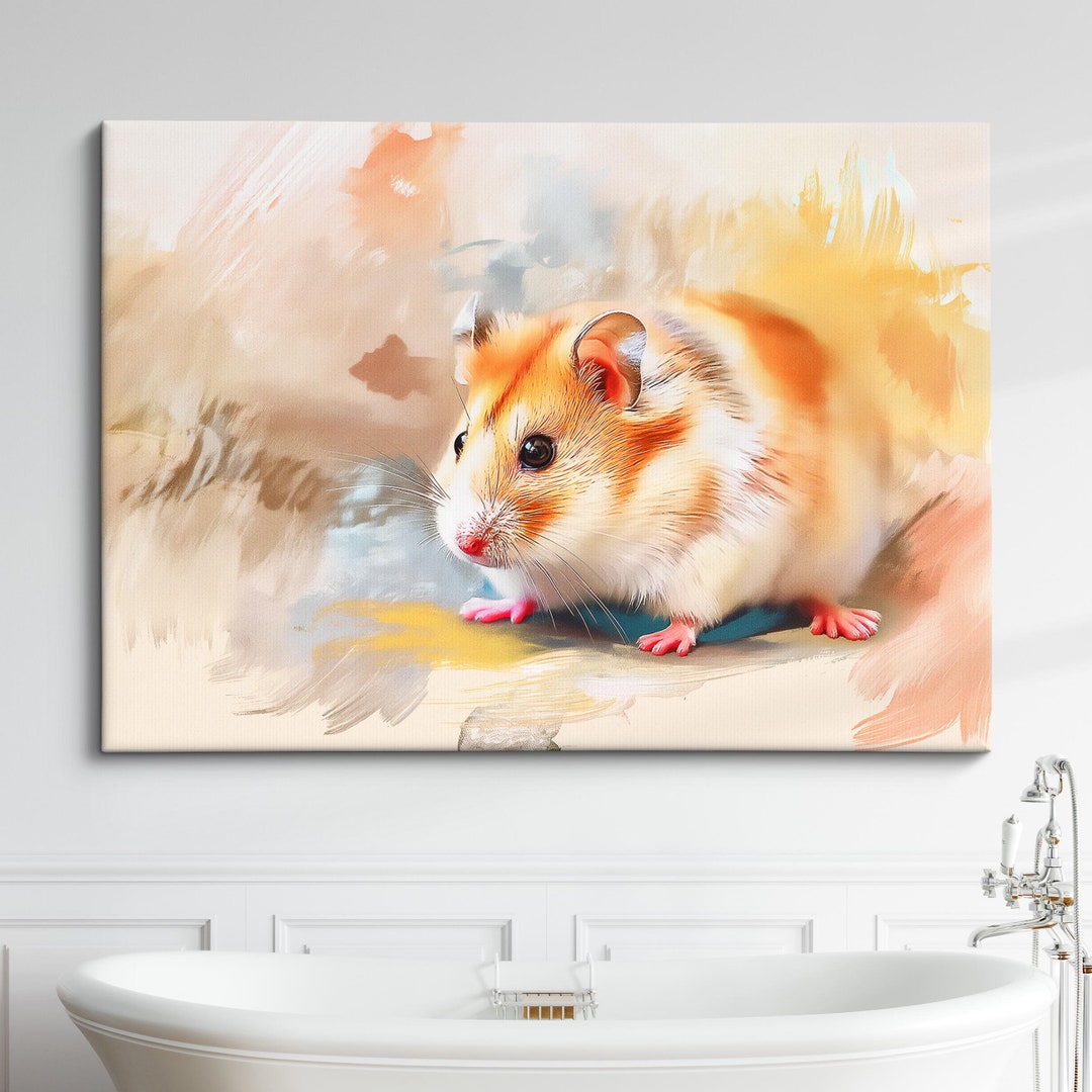 Hamster Abstract Pastel Oil Painting Framed Print & Framed Canvas Large ...