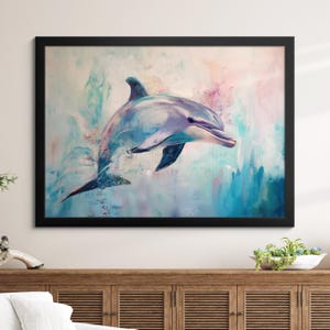 Dolphin Abstract Oil Painting Framed Print & Framed Canvas Large Sizes ...