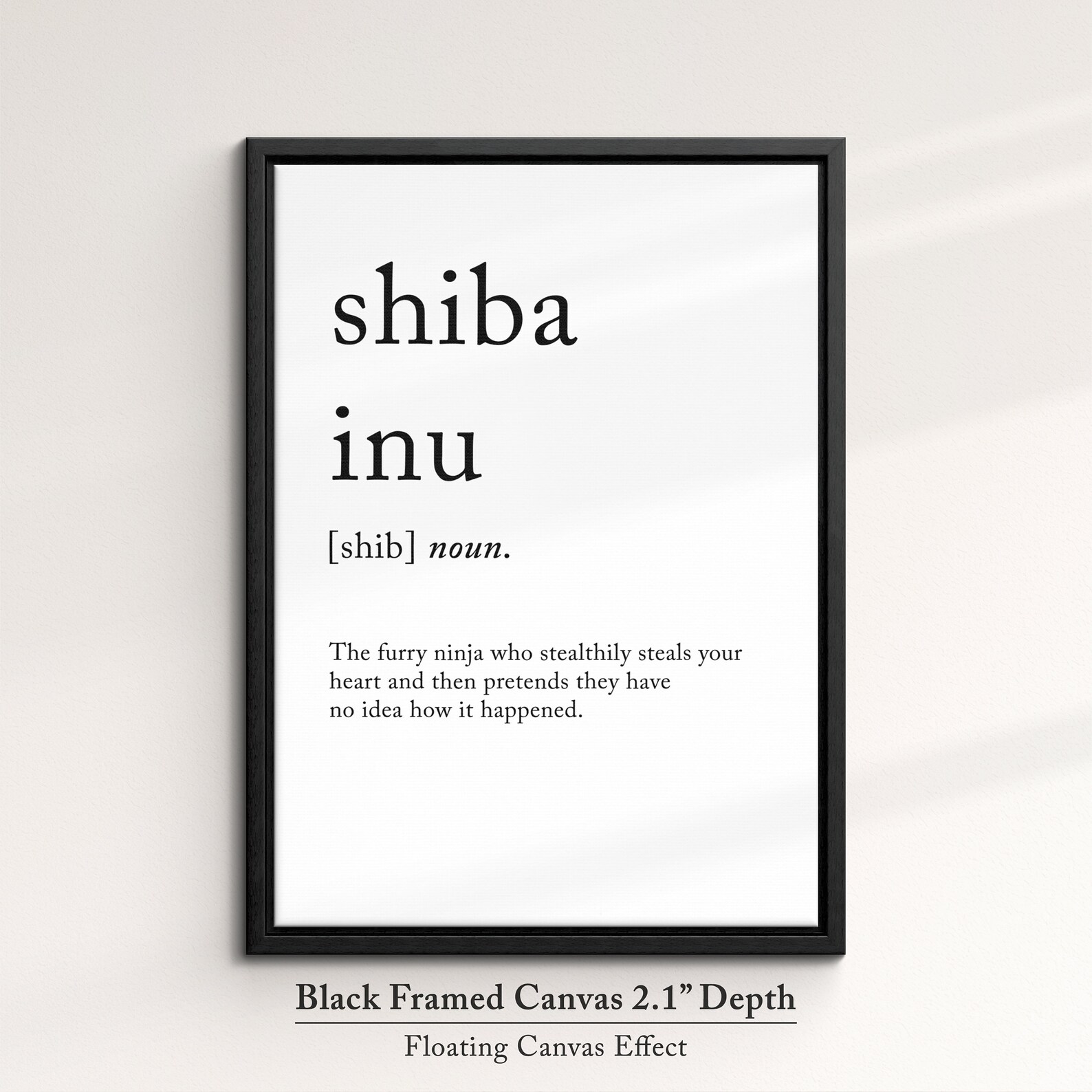 Shiba Inu Funny Definition Dictionary Quote Minimalist Framed Print ...