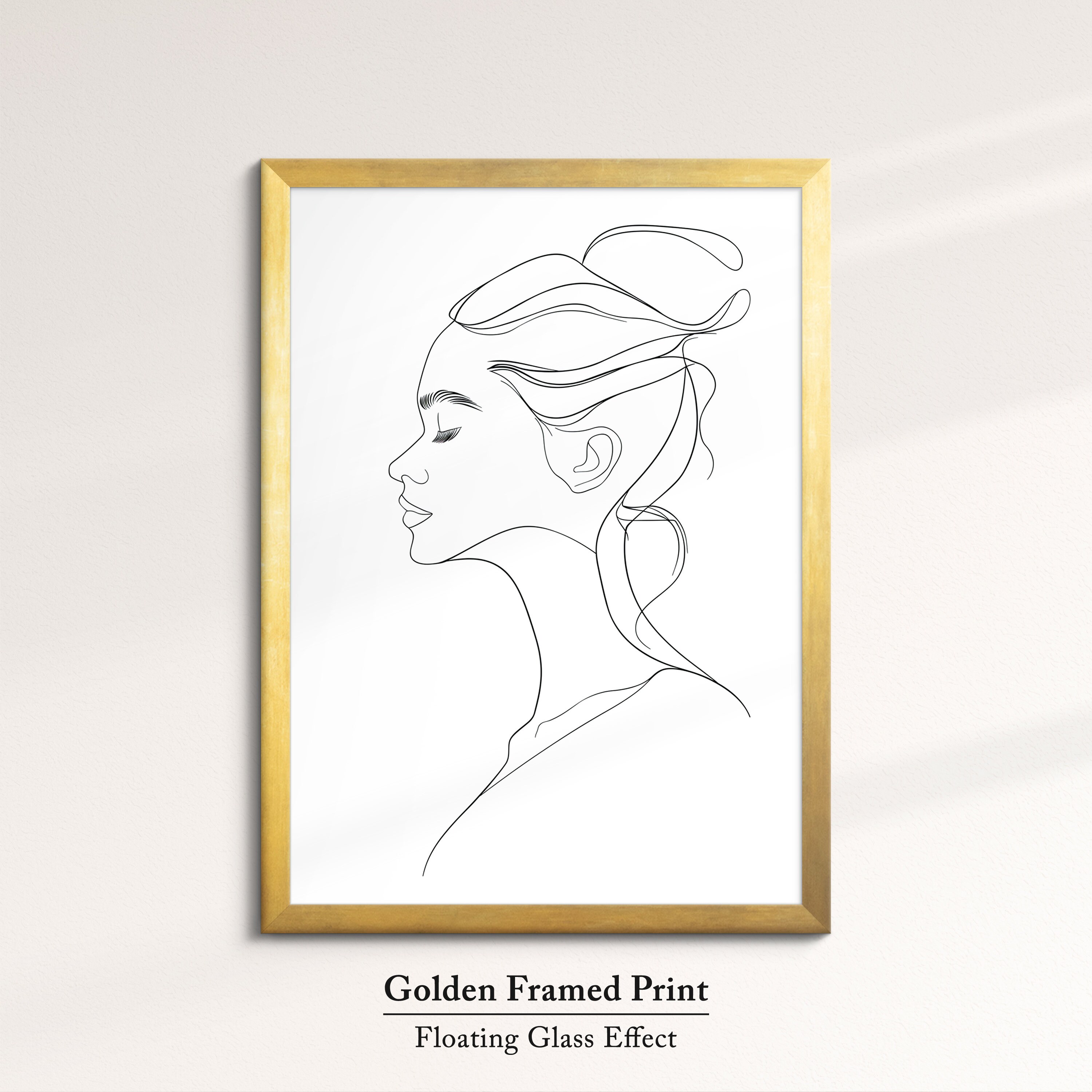 Minimalist Woman Face Line Art Framed Print & Framed Canvas Female Wall ...