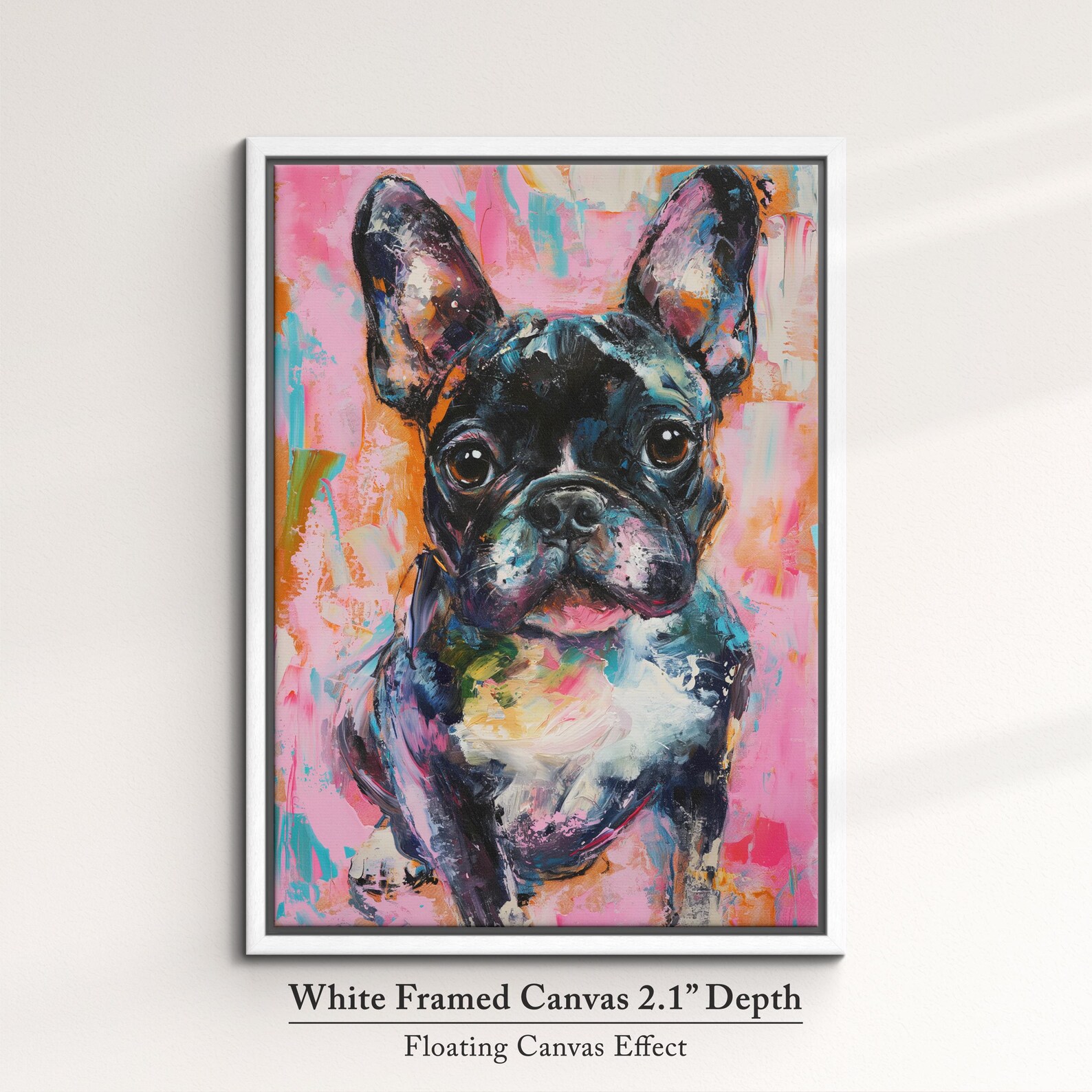 French Bulldog Abstract Oil Painting Framed Print & Framed Canvas ...