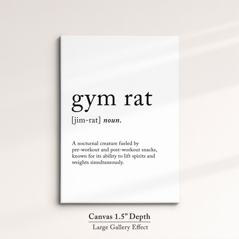 Gym Rat Funny Definition Dictionary Quote Minimalist Framed Print ...