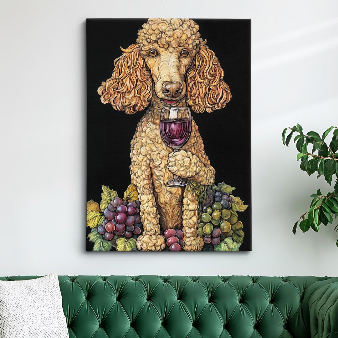 Poodle Drinking Abstract Oil Painting Framed Print & Framed Canvas ...