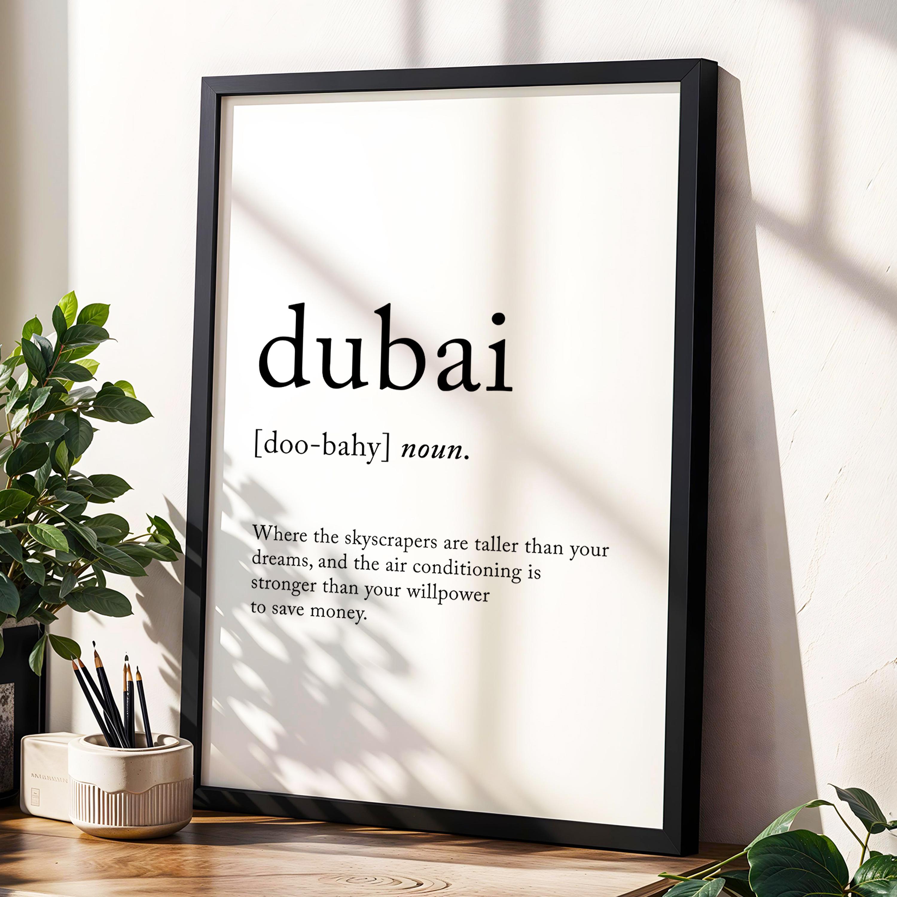 Dubai Funny Definition Quote Wall Art · Minimalist Home Decor · Large ...