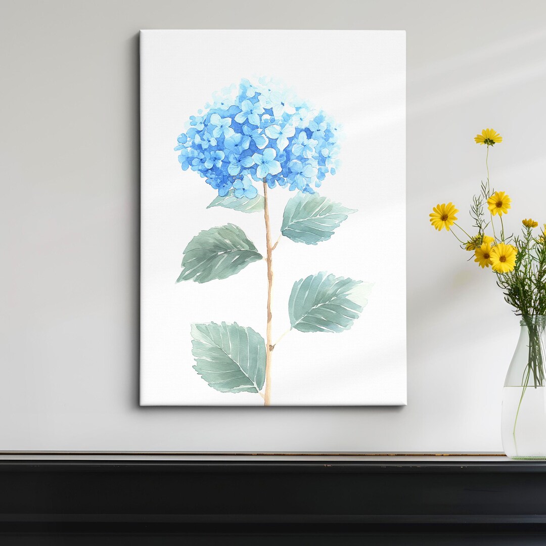 Blue Hydrangea Wall Art Print · Watercolor Botanical Floral ...