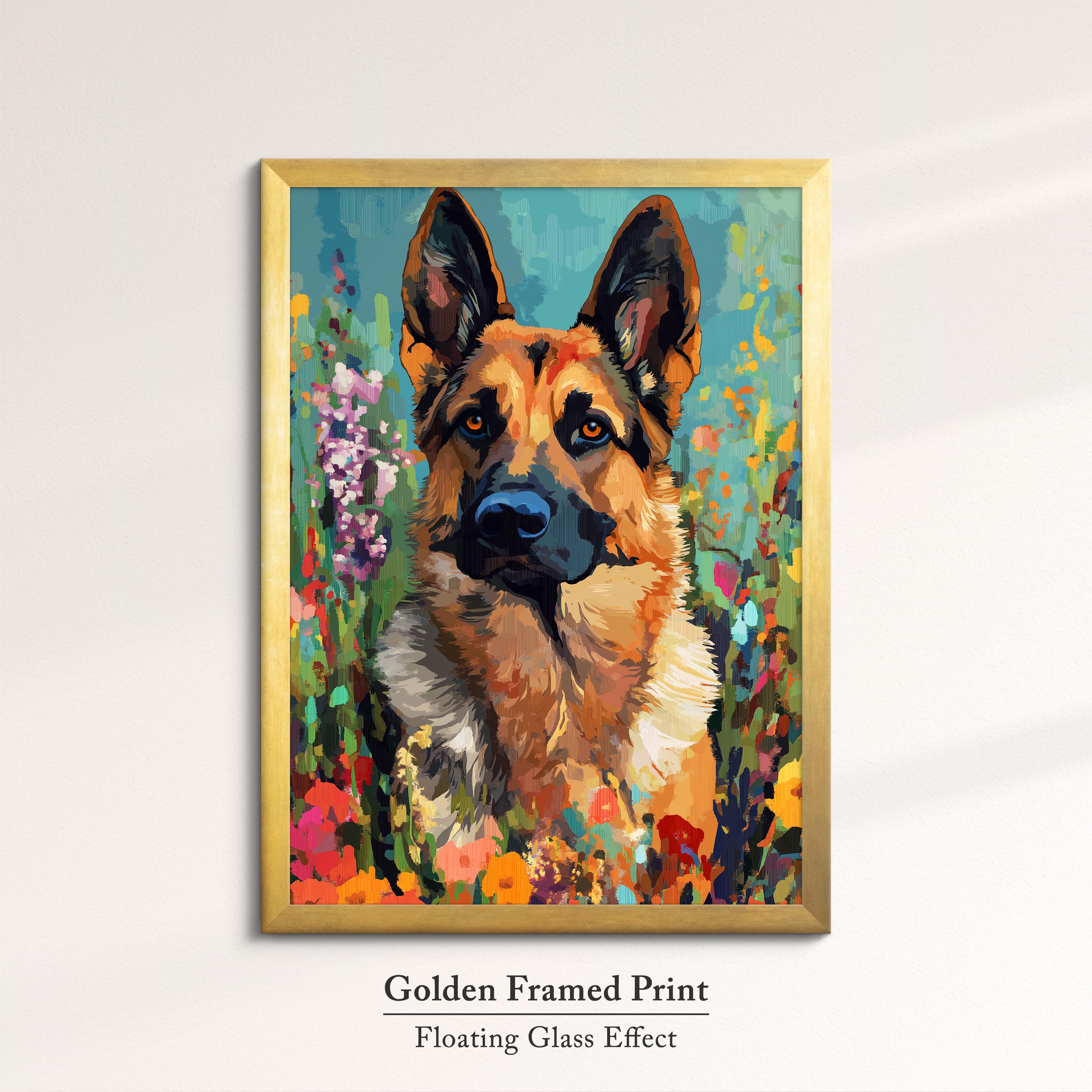 German Shepherd Abstract Oil Painting Framed Canvas & Framed Print ...