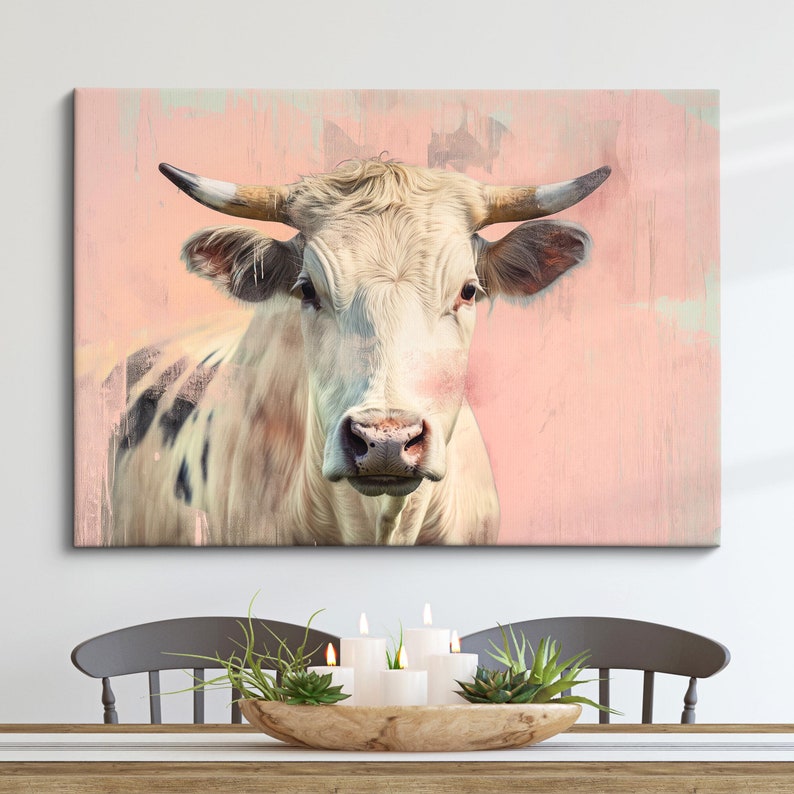 Cow Abstract Pastel Oil Painting Framed Print & Framed Canvas Large ...