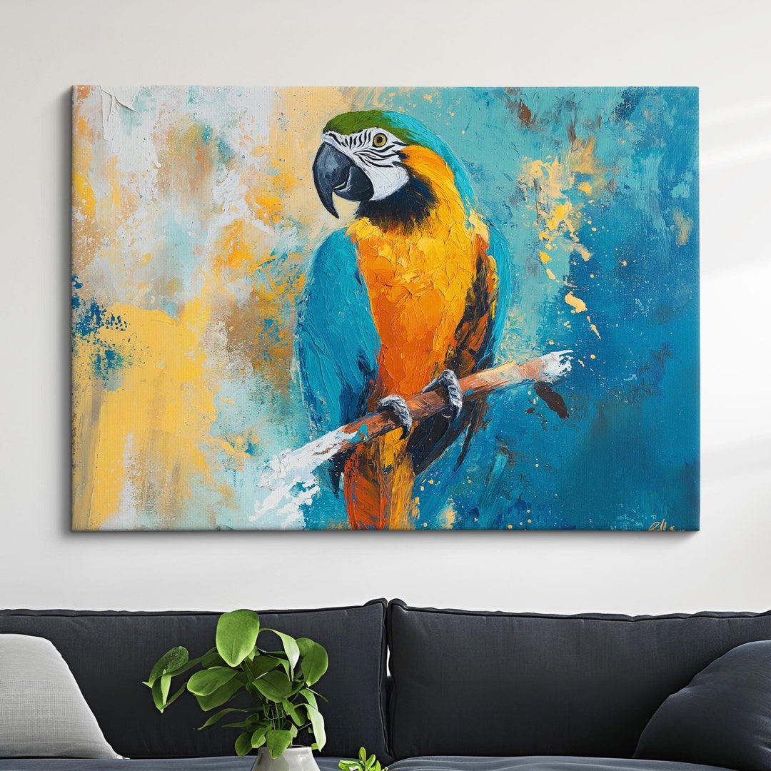 Parrot Abstract Oil Painting Framed Print & Framed Canvas Large Sizes ...