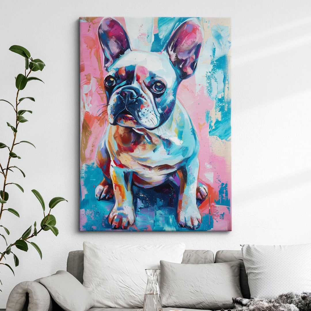 French Bulldog Abstract Oil Painting Framed Print & Framed Canvas ...