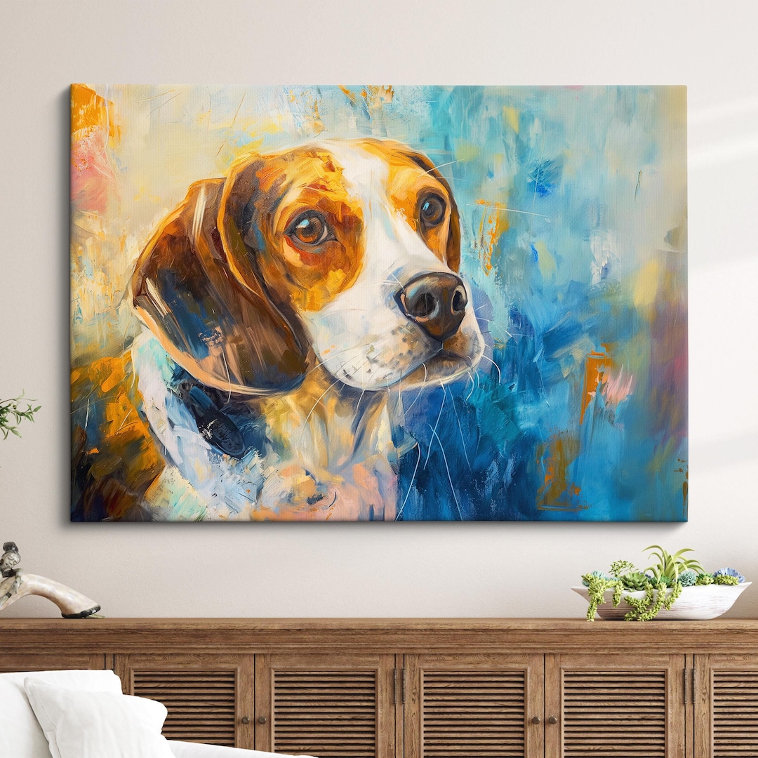 Beagle Abstract Oil Painting Framed Print & Framed Canvas Large Sizes ...