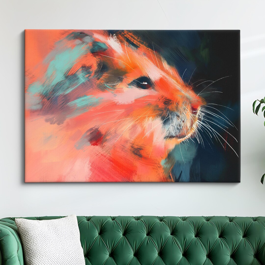 Hamster Abstract Pastel Oil Painting Framed Print & Framed Canvas Large ...