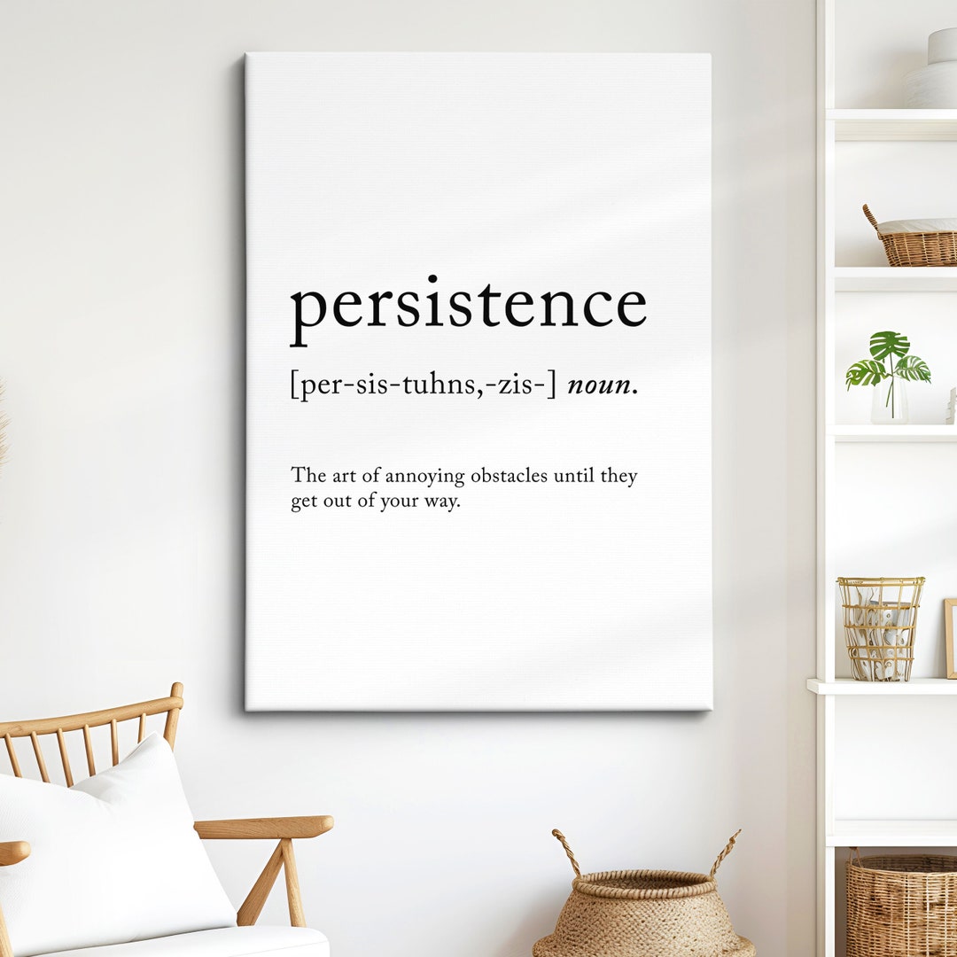 Persistence Funny Definition Dictionary Quote Minimalist Framed Print ...