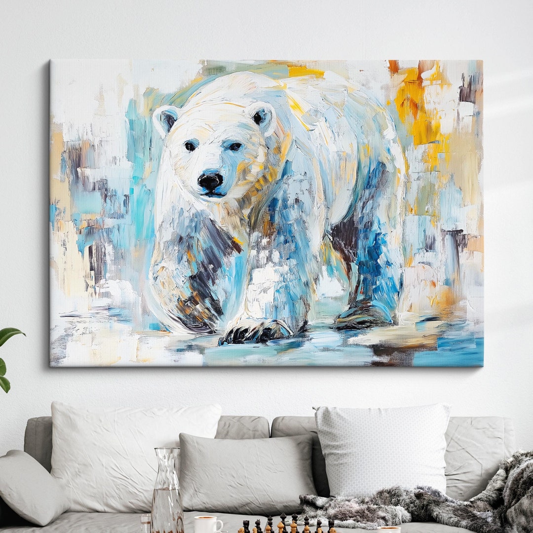 Polar Bear Abstract Oil Painting Framed Print & Framed Canvas Large ...