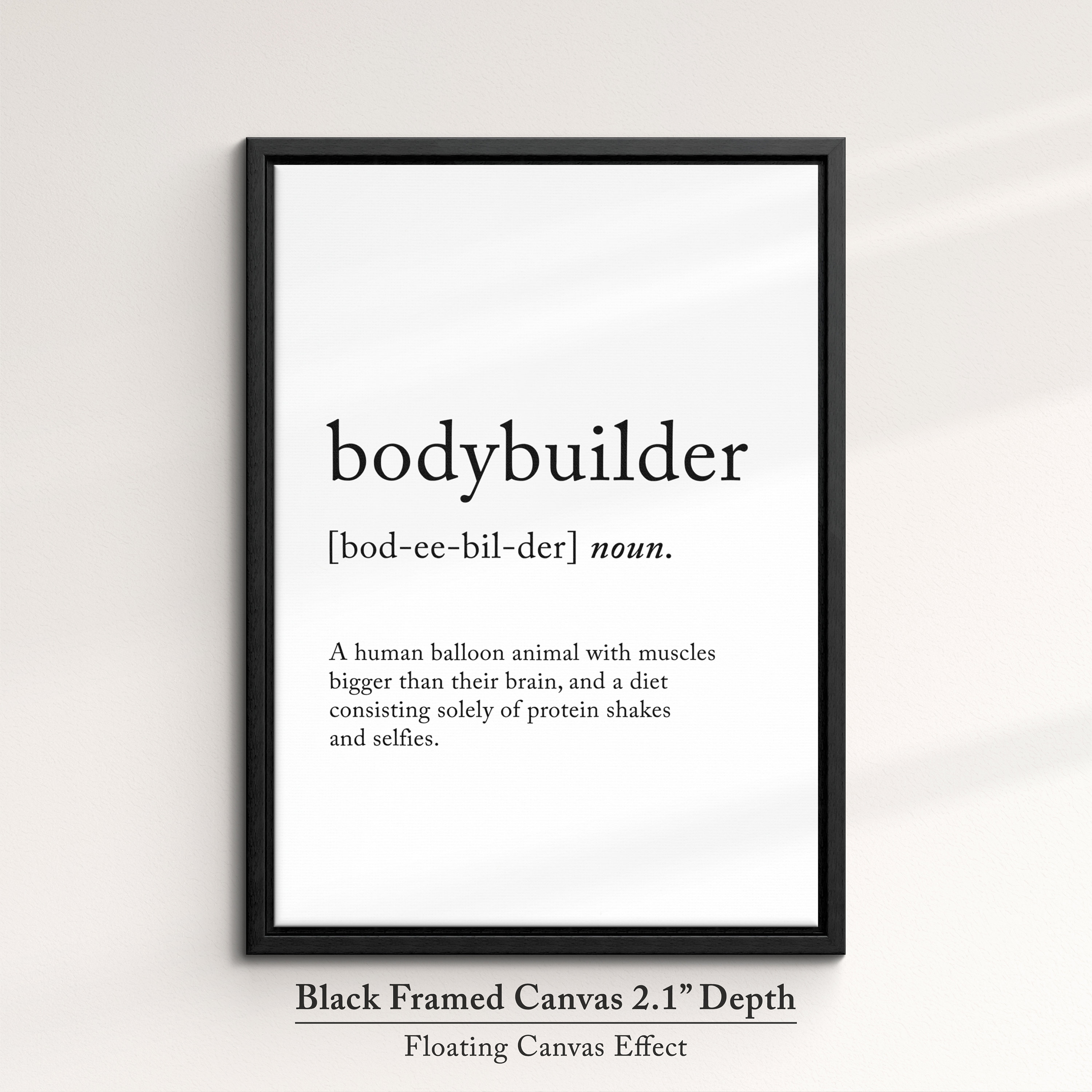 Bodybuilder Funny Definition Dictionary Quote Minimalist Framed Print ...