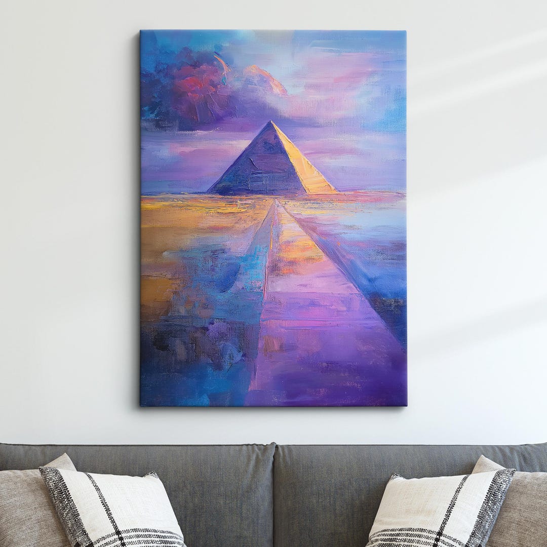 Pyramids of Giza Landmark Abstract Oil Painting Framed Print & Framed ...