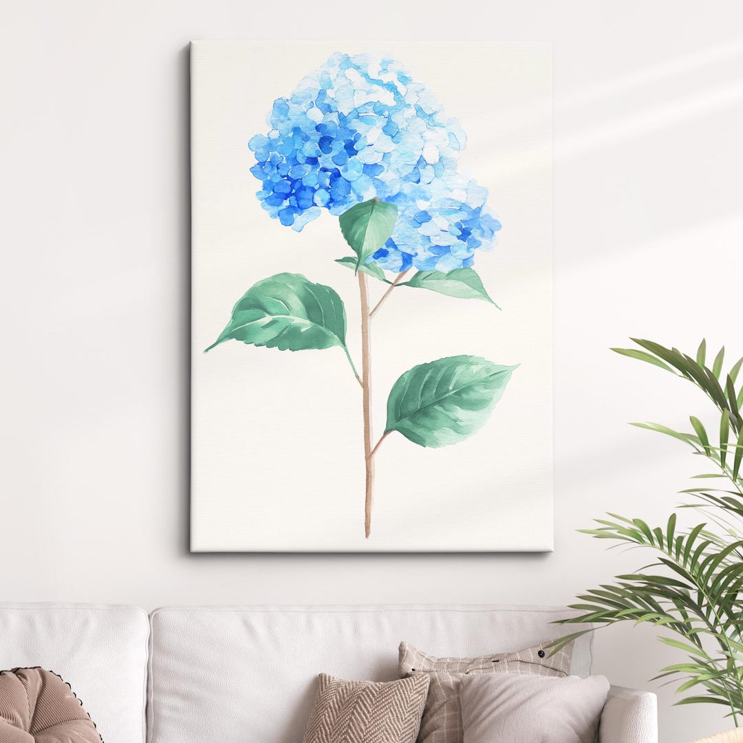 Blue Hydrangea Wall Art Print · Watercolor Botanical Floral ...