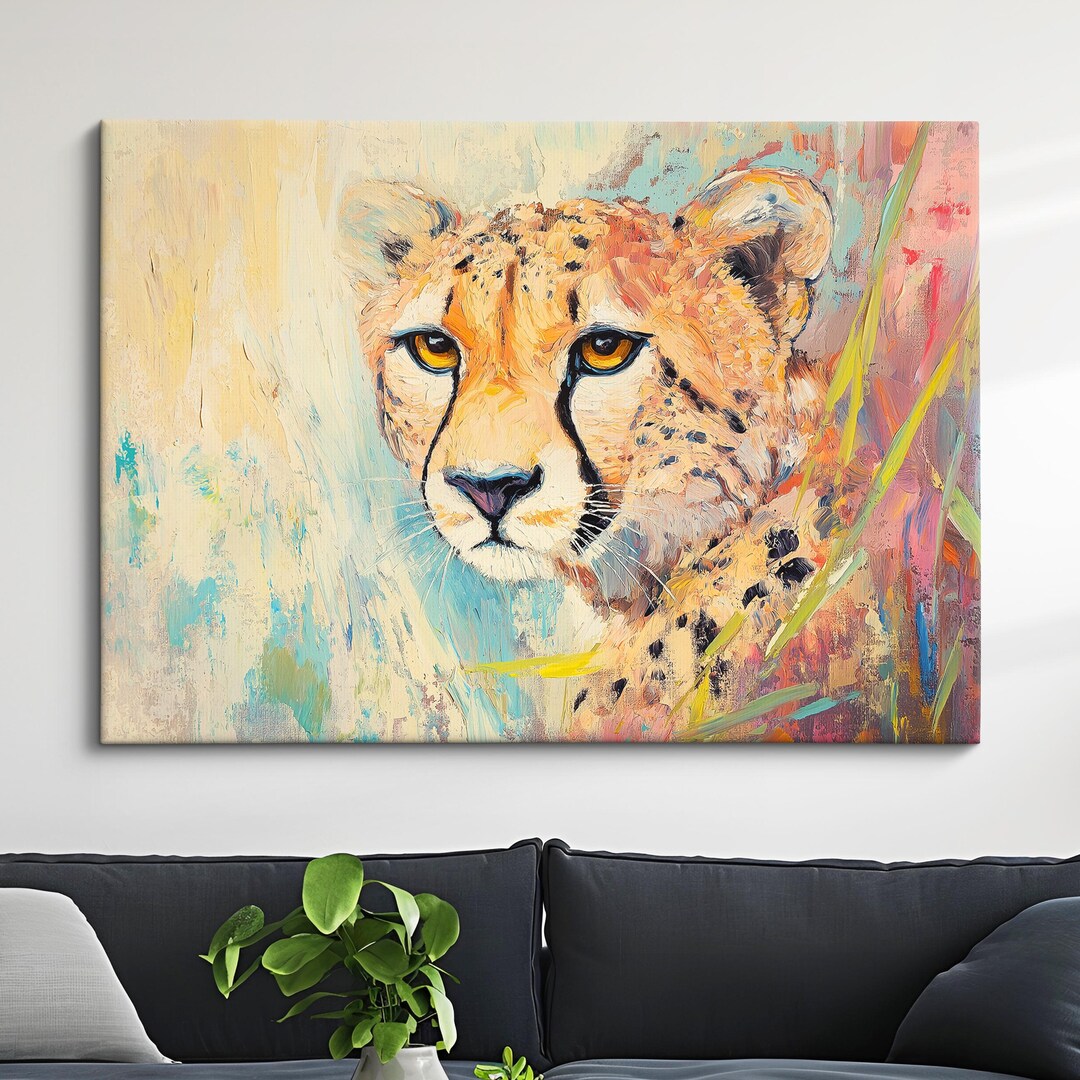 Cheetah Abstract Oil Painting Framed Print & Framed Canvas Large Sizes ...
