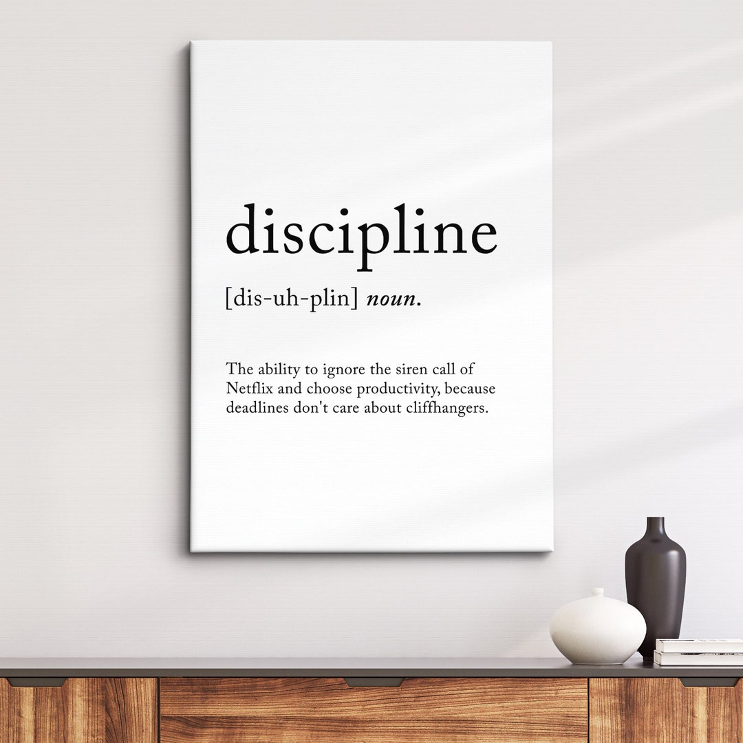 Discipline Funny Definition Dictionary Quote Minimalist Framed Print ...