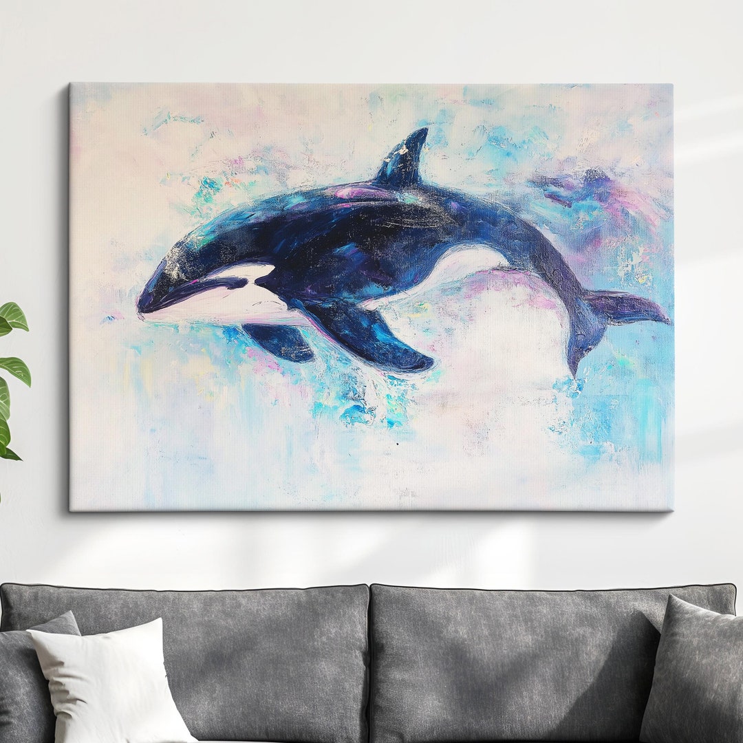 Orca Killer Whale Abstract Oil Painting Framed Print & Framed Canvas ...