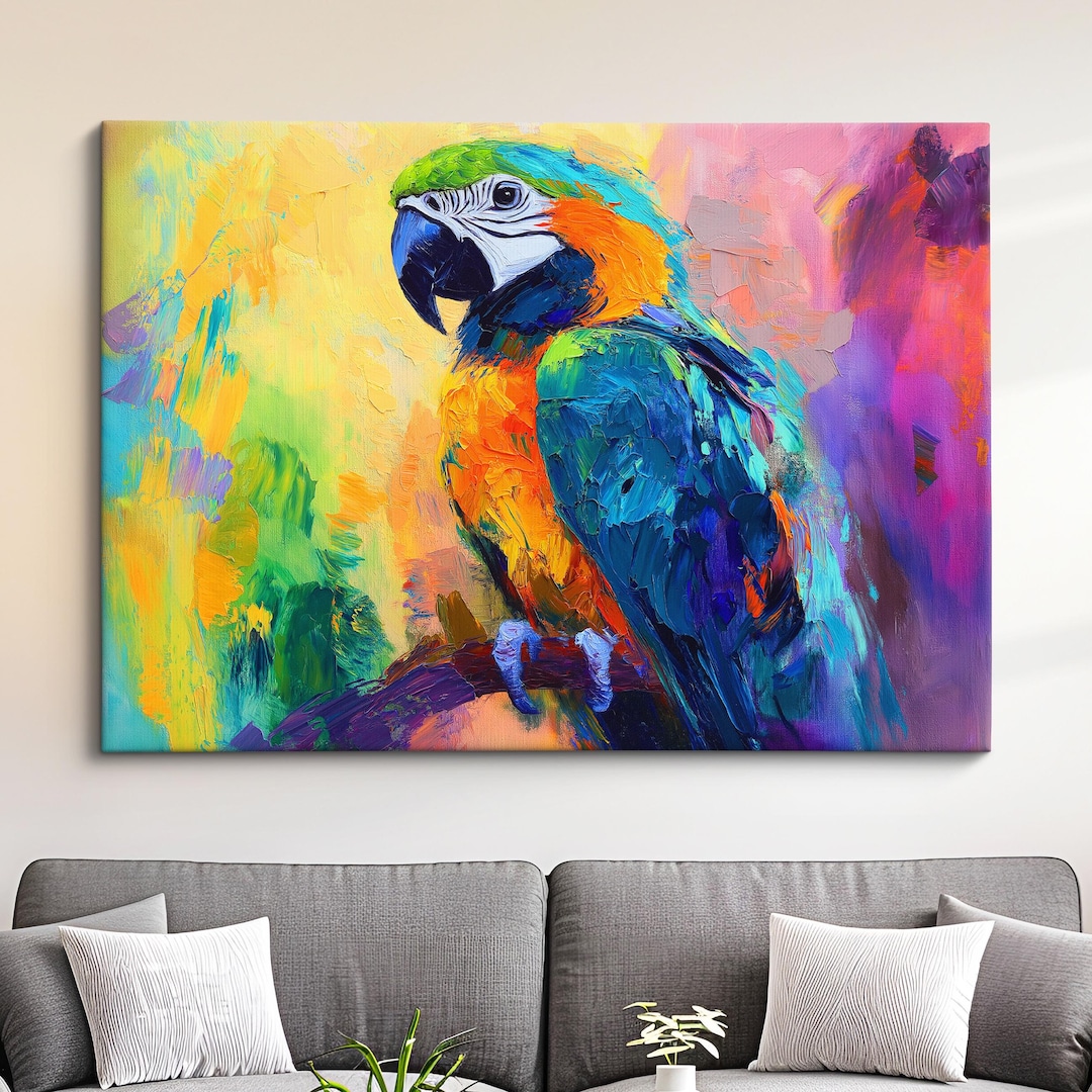 Parrot Abstract Oil Painting Framed Print & Framed Canvas Large Sizes ...