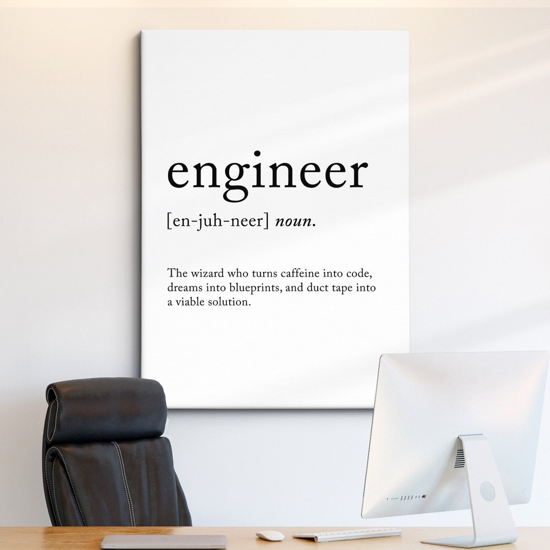 Engineer Funny Definition Dictionary Quote Minimalist Framed Print ...