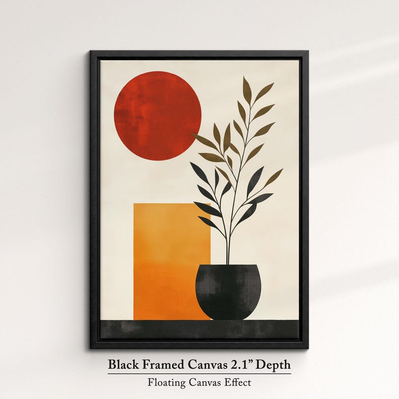 Boho Nordic Plants Wall Decor Abstract Art Framed Poster Print & Framed ...