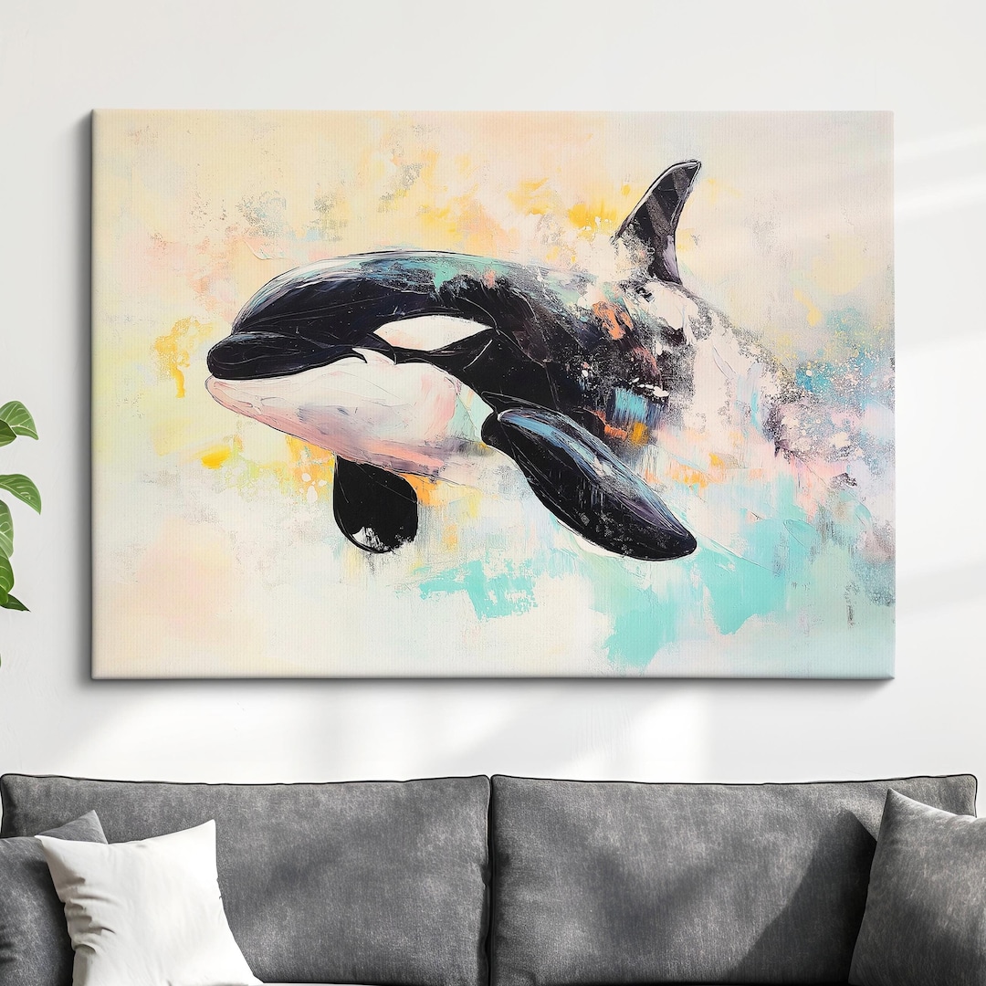 Orca Killer Whale Abstract Oil Painting Framed Print & Framed Canvas ...