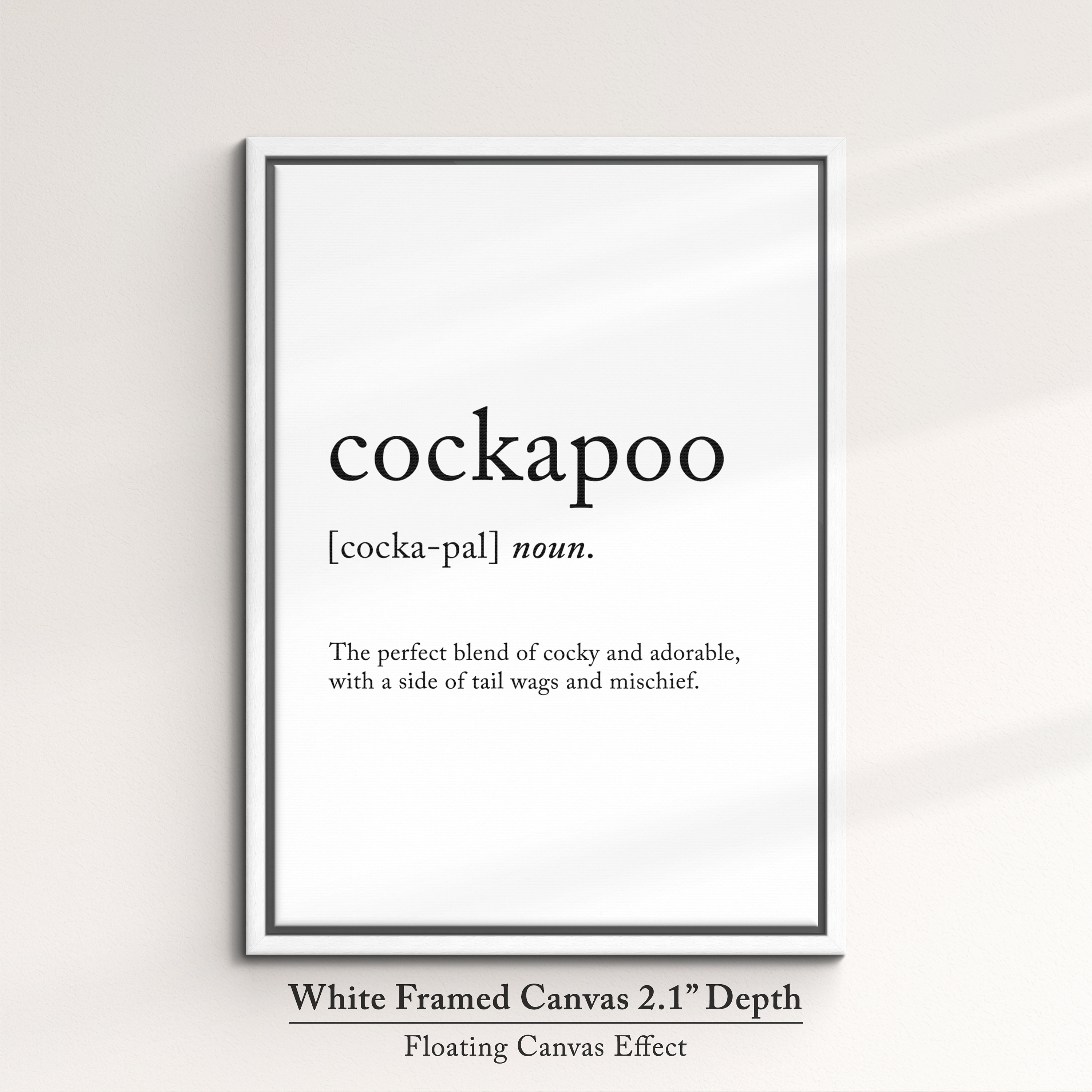 Cockapoo Funny Definition Dictionary Quote Minimalist Framed Print ...