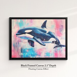 Orca Abstract Pastel Oil Painting Framed Print & Framed Canvas Large ...