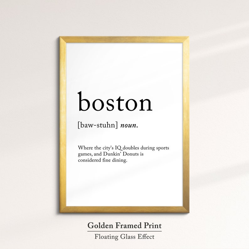 Boston Massachusetts USA Definition Dictionary Funny Quote Minimalist ...