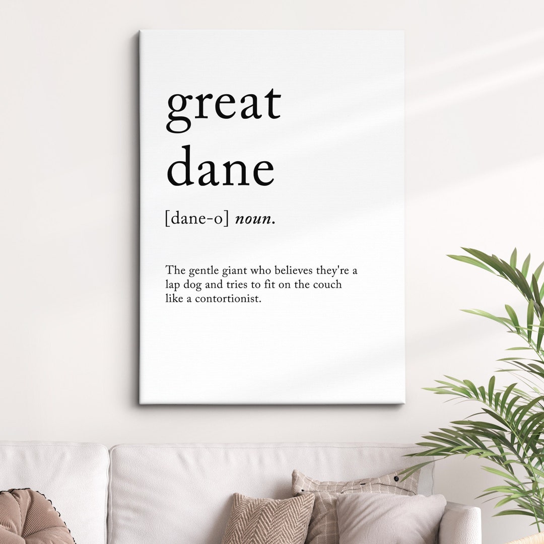 Great Dane Funny Definition Dictionary Quote Minimalist Framed Print ...