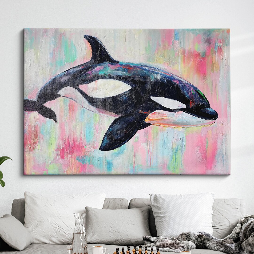 Orca Killer Whale Abstract Oil Painting Framed Print & Framed Canvas ...