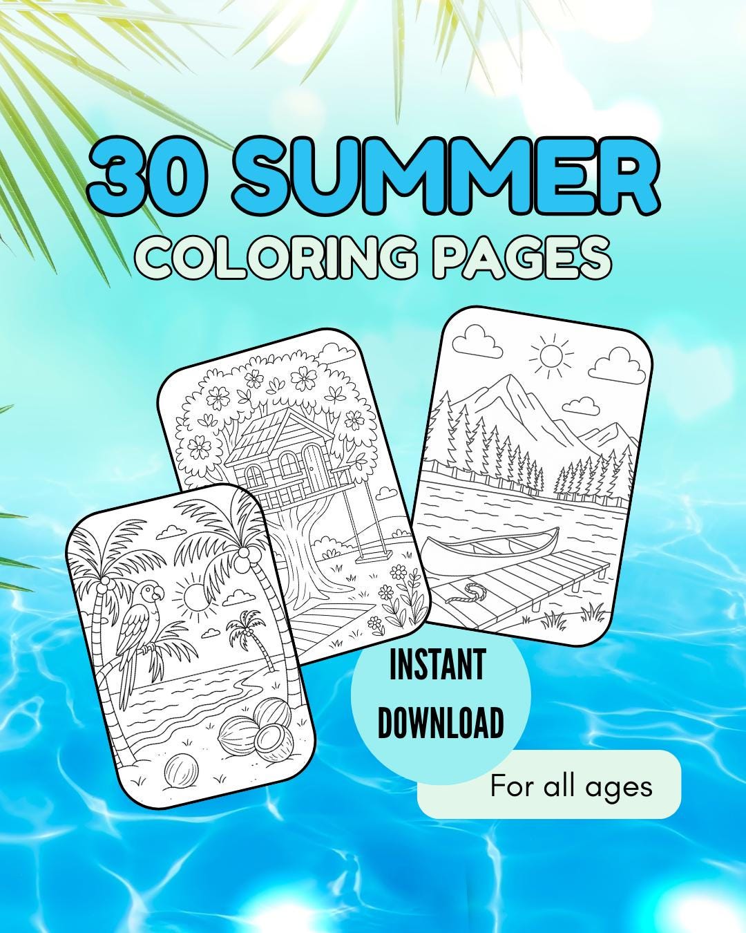 30 Summer Coloring Pages for All Ages | Printable Digital Download ...