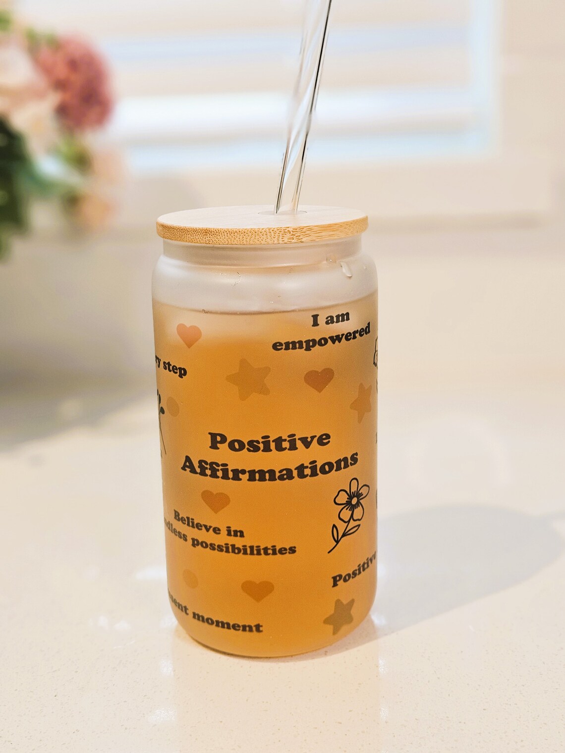 Positive Affirmations Glass Tumbler, Daily Reminders Affirmations ...