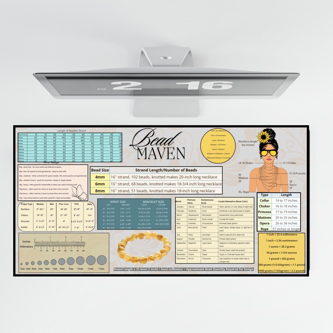 Bead Maven Desk Mat: Jewelry Making Guide, 31x15.5 Inch Workspace Mat ...
