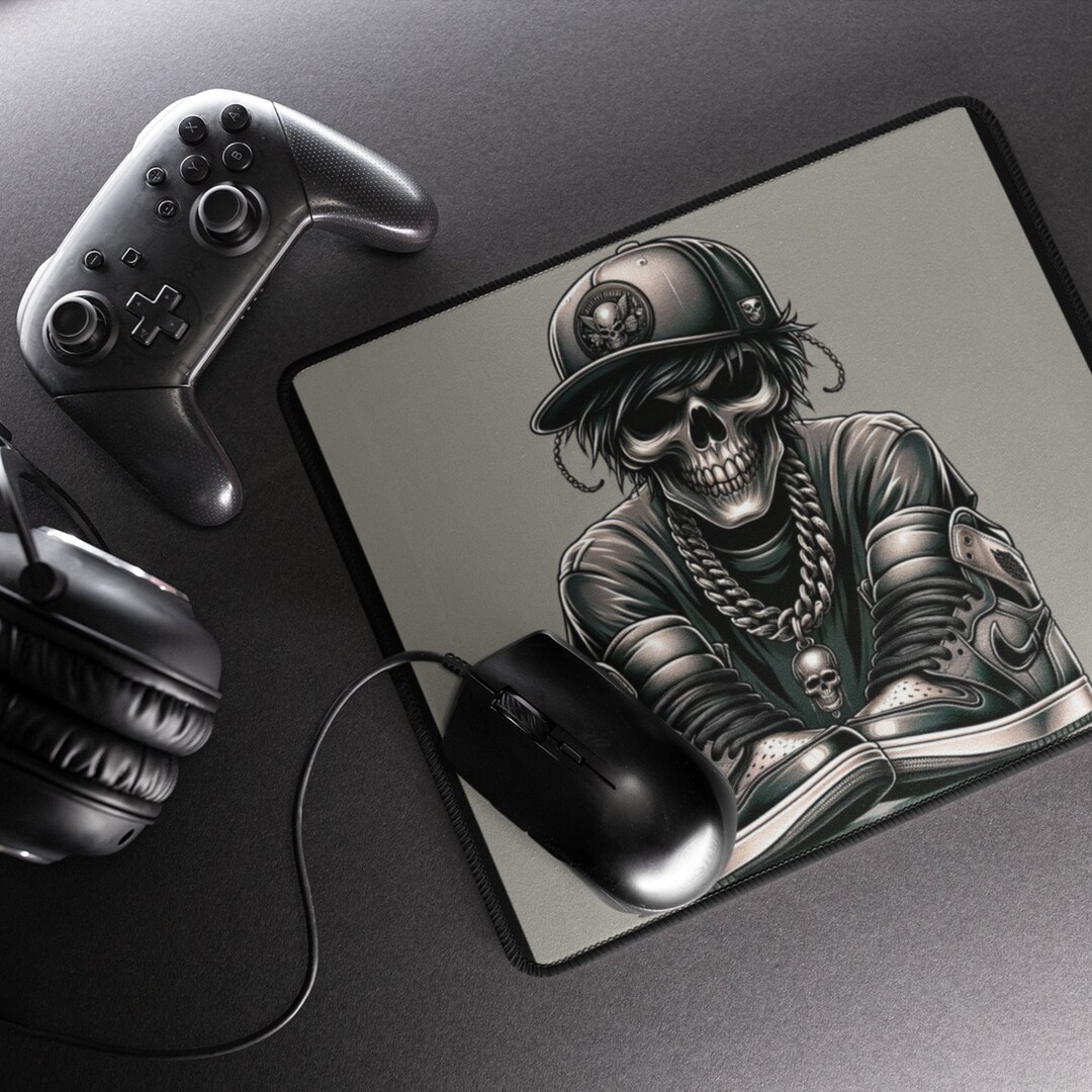 Skeleton Gamer Mouse Pad Goth Skeleton Mouse Pad Desk Mouse Pad Trendy ...
