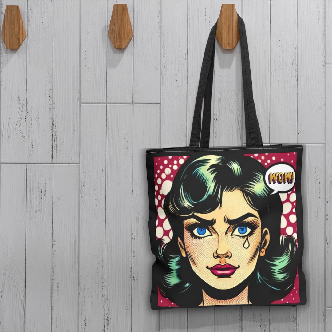 Pop Art Comic Girl Tote Bag: Retro Fashion Shoulder Bag - Etsy