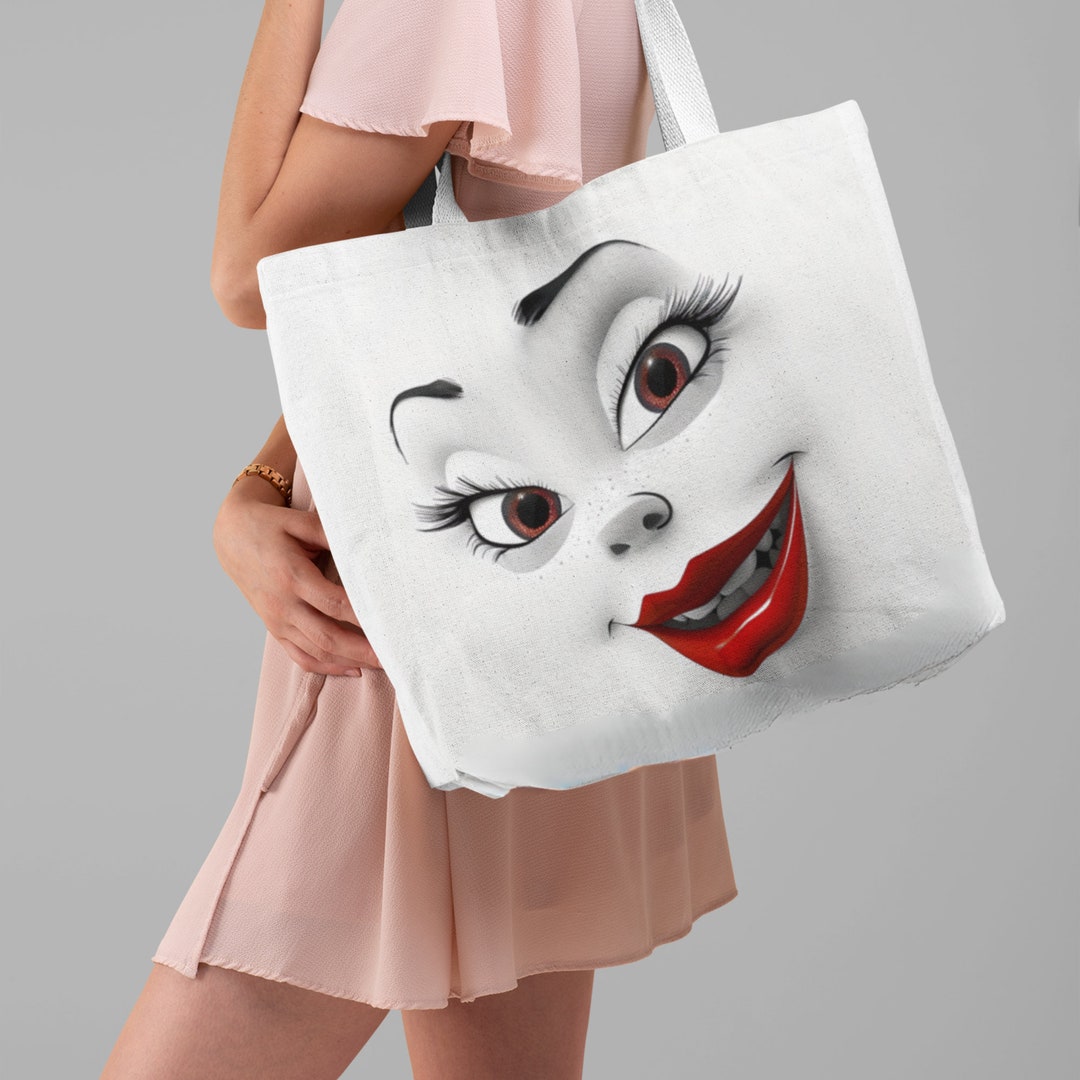 Tote Bag Emoji Sarcastic Woman Face Funny Tote Bag Retro Aesthetic Tote ...