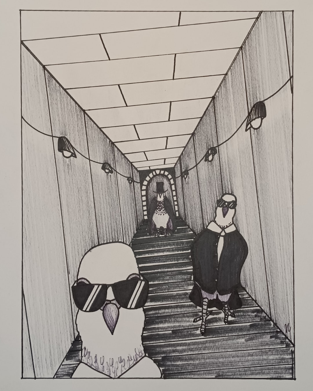 Original Ink | Pigeon Mafia Wall Art - Etsy