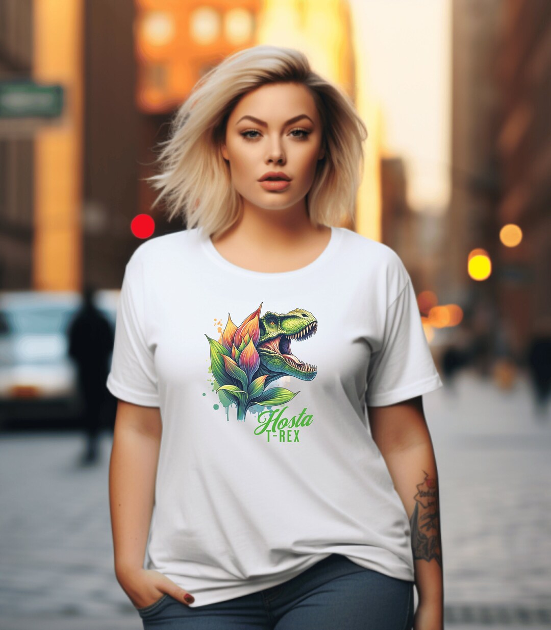 Hosta T-rex T-shirt, Dinosaur, Plant, Fauna, Carnivore, Unisex ...