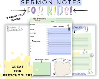 Printable Sermon Notes for Kids, Printable Sermon Notes, Activity Page ...