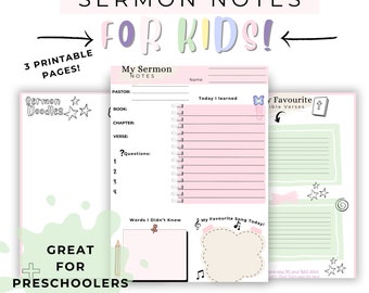 Printable Sermon Notes for Kids, Printable Sermon Notes, Activity Page ...